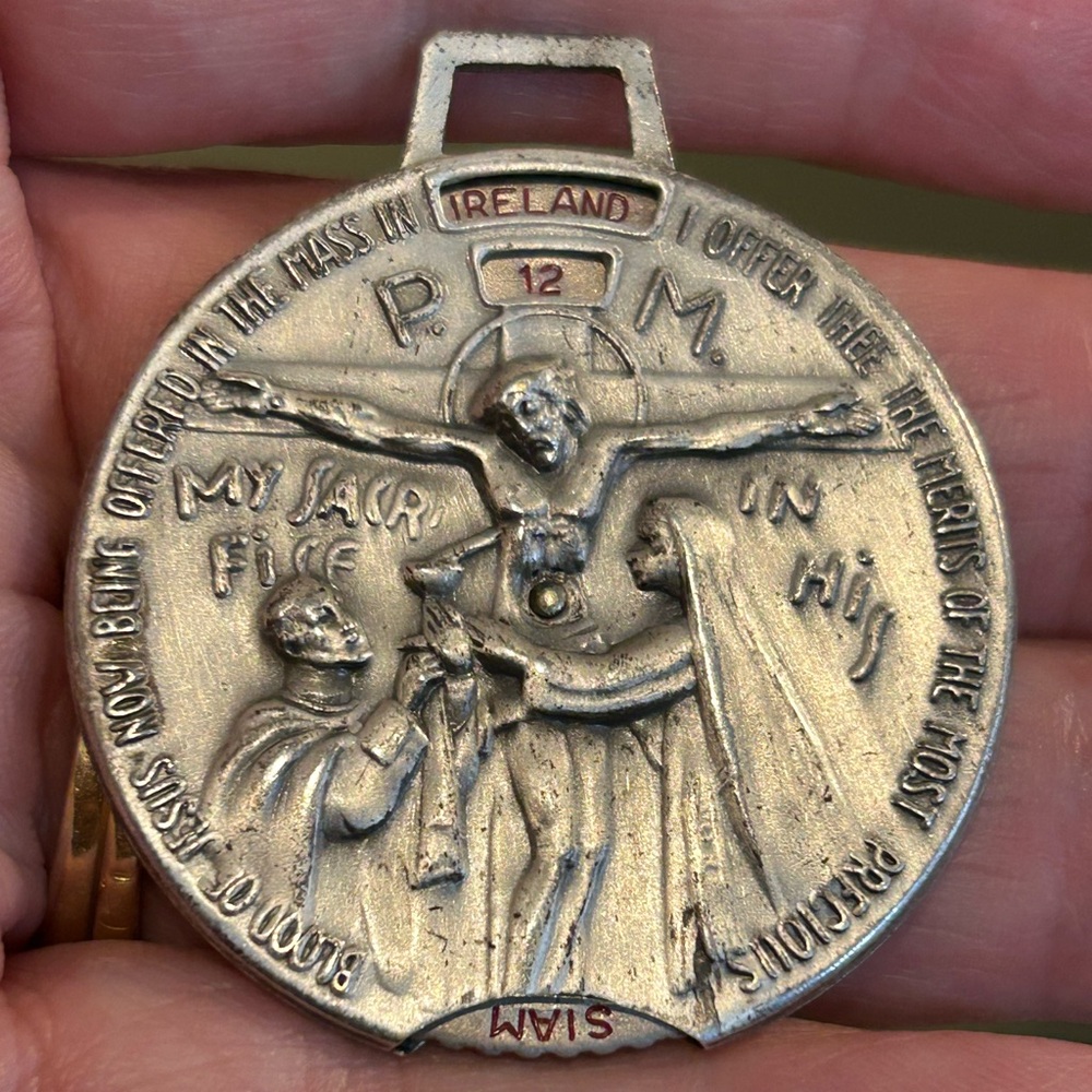 Rare Antique Catholic Silver Religious Pendant - Gem